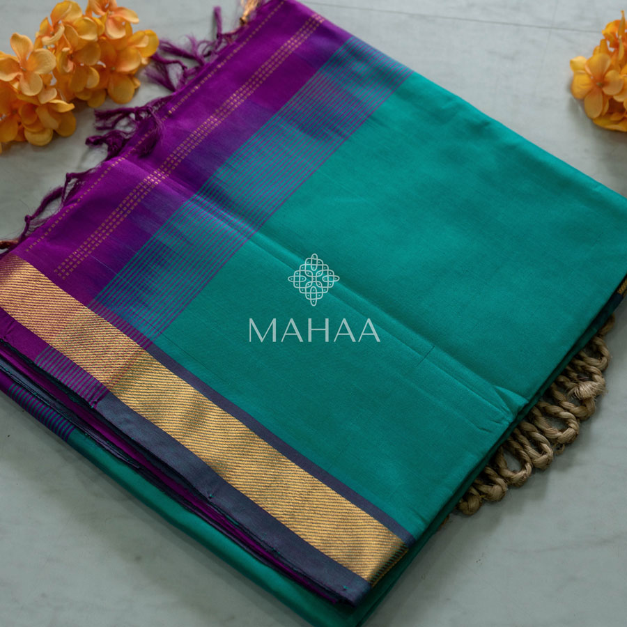 semi silk cotton small border saree with blouse | Mahaa